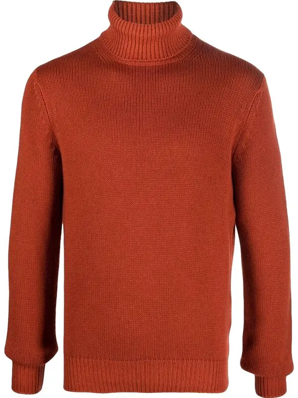 DELL'OGLIO Roll-neck Ribbed-knit Jumper - Orange