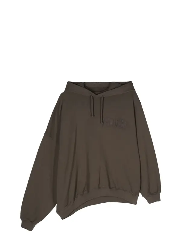 MAGLIANO Embroidered-logo Asymmetric Hoodie - Brown