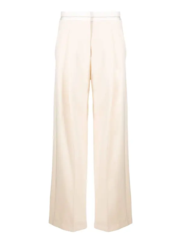 Patrizia Pepe Pleat-detail Twill Palazzo Pants - Neutrals