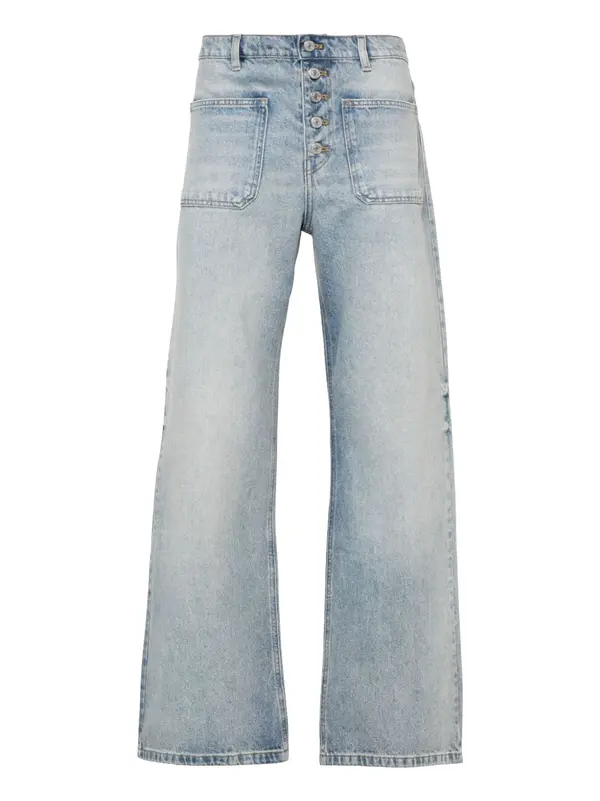 COURREGES Embroidered Straight-leg Jeans - Blue