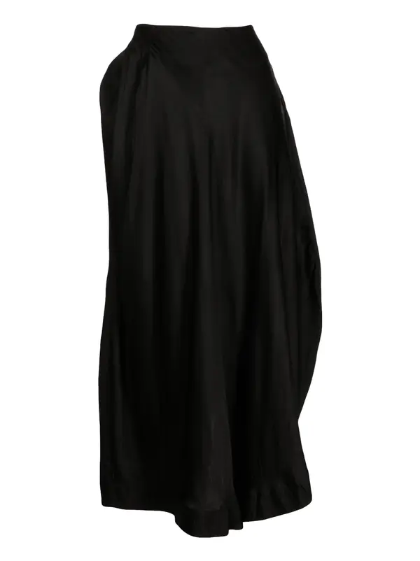 FORME D'EXPRESSION Asymmetric Cotton Midi Skirt - Black