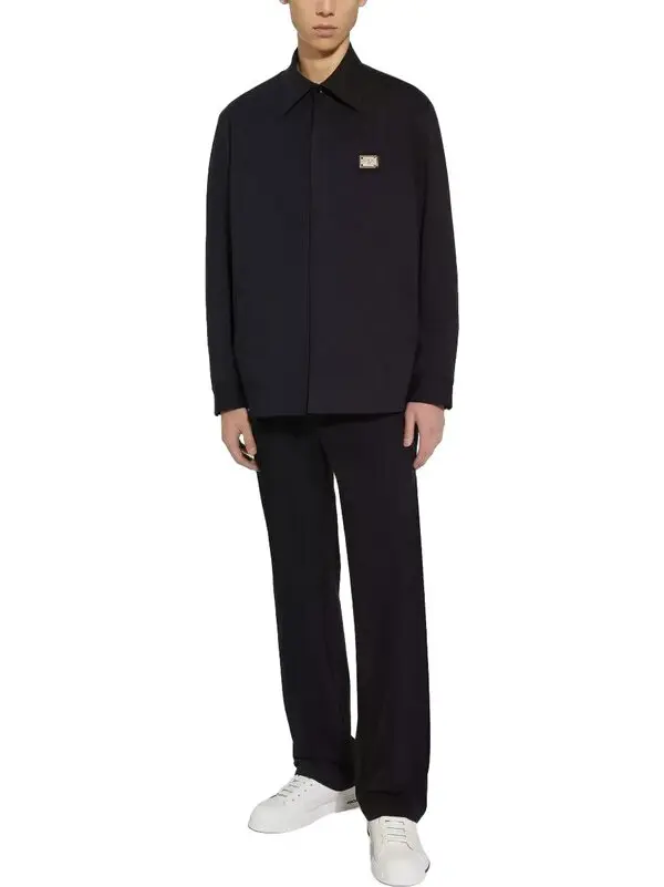Dolce & Gabbana Logo-appliqué Shirt Jacket - Blue