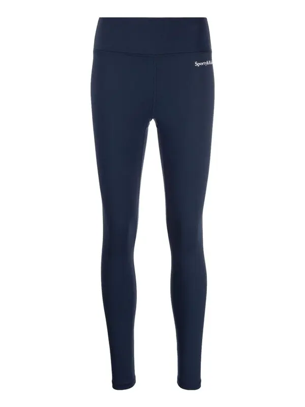SPORTY & RICH Serif Logo-print Leggings - Blue