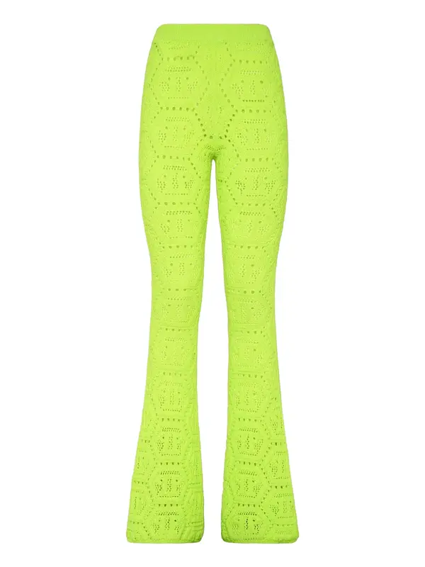 Philipp Plein Patterned Knit Flared Trousers - Yellow