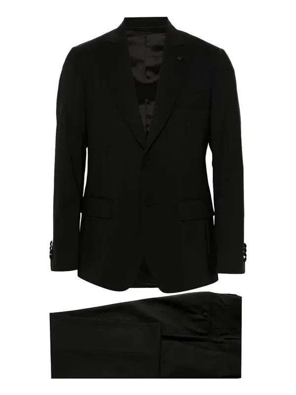 LARDINI Single-breasted Wool-blend Suit - Black