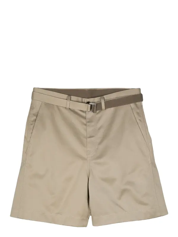 Sacai Wide-leg Cotton Chino Shorts - Neutrals