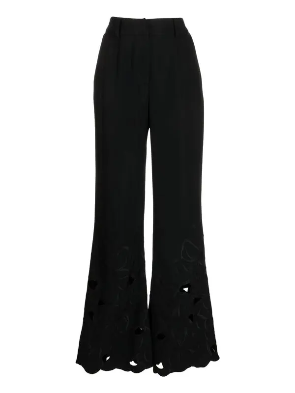 Elie Saab Embroidered Flared Trousers - Black