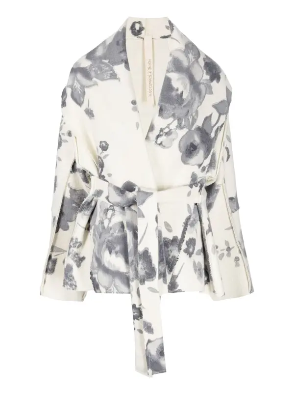 FORME D'EXPRESSION Floral-print Belted Coat - Neutrals