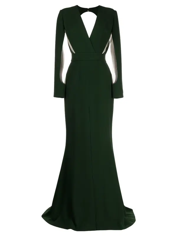 Elie Saab Cut-out Crepe Gown - Green