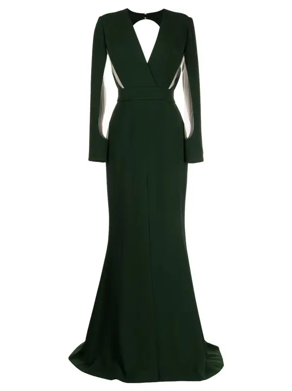Elie Saab Cut-out Crepe Gown - Green