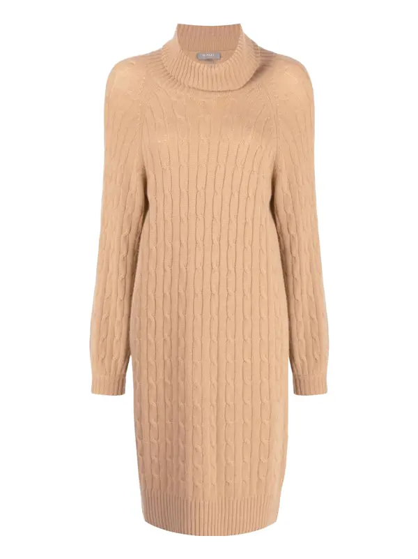 N.peal Cable-knit Roll-neck Dress - Neutrals