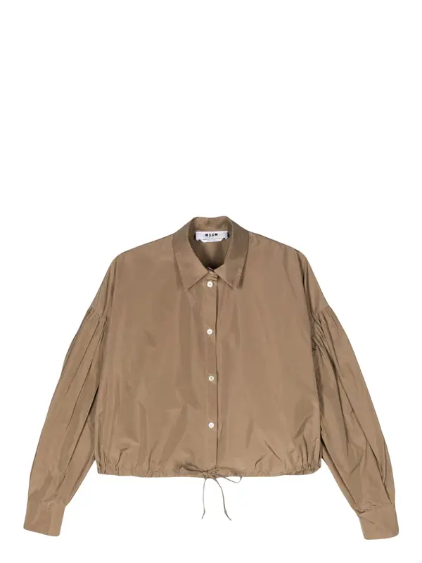 MSGM Bishop-sleeve Taffeta Shirt - Neutrals