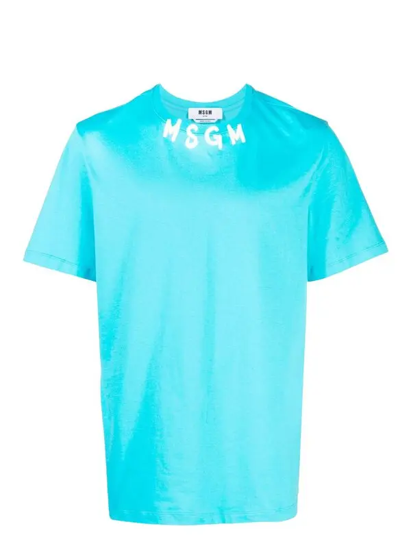 MSGM Logo-print Cotton T-shirt - Blue