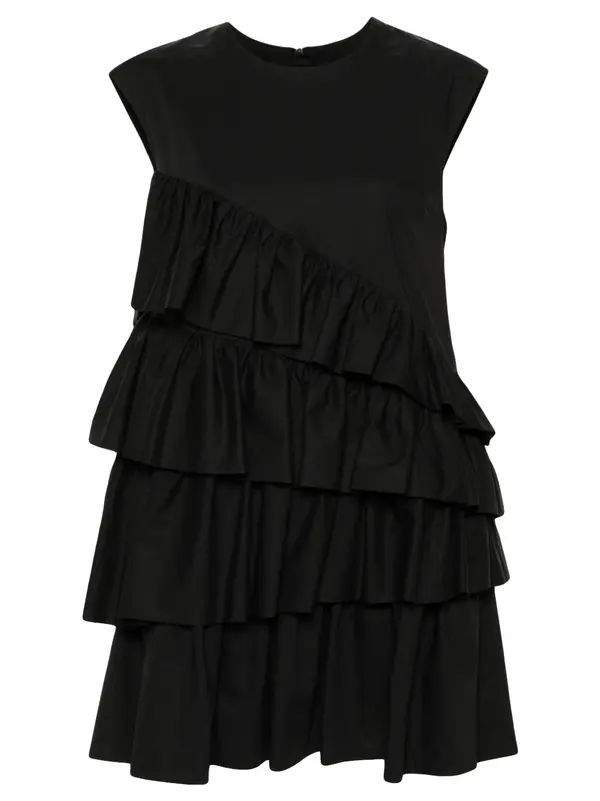 MSGM Ruffle-detailing Cotton Dress - Black