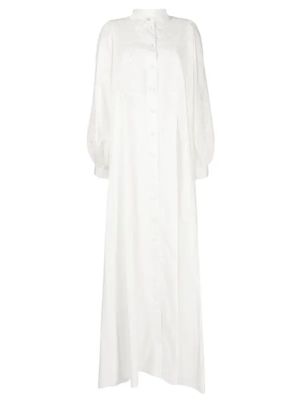 Elie Saab Laser-cut Embroidered Cotton Kaftan - White