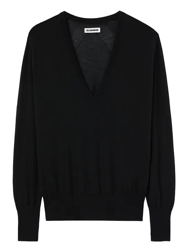 JIL SANDER V-neck Cashmere Top - Black