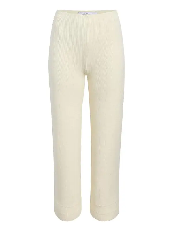 Another Tomorrow Ribbed-knit Cropped Trousers - Neutrals