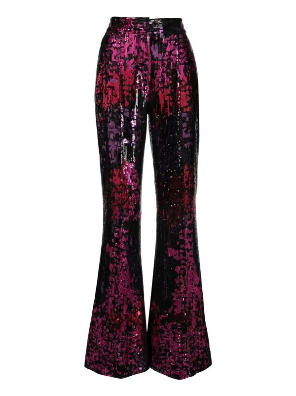 Elie Saab Sequin Embellished Flared Trousers - Black