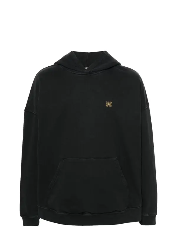Palm Angels Burning Logo-print Cotton Hoodie - Black