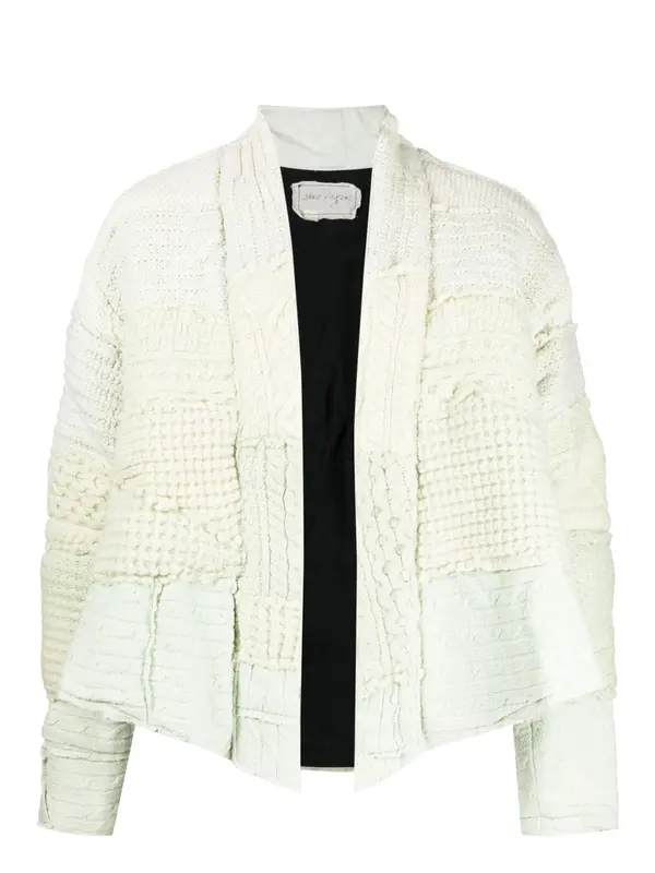 GREG LAUREN Patchwork-knit Wool Jacket - Green