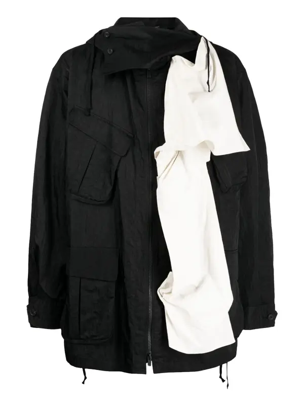 Yohji Yamamoto Asymmetric Hooded Jacket - Black