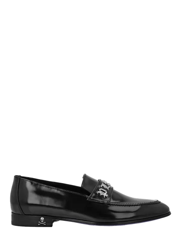 Philipp Plein Gothic Logo-plaque Leather Loafers - Black