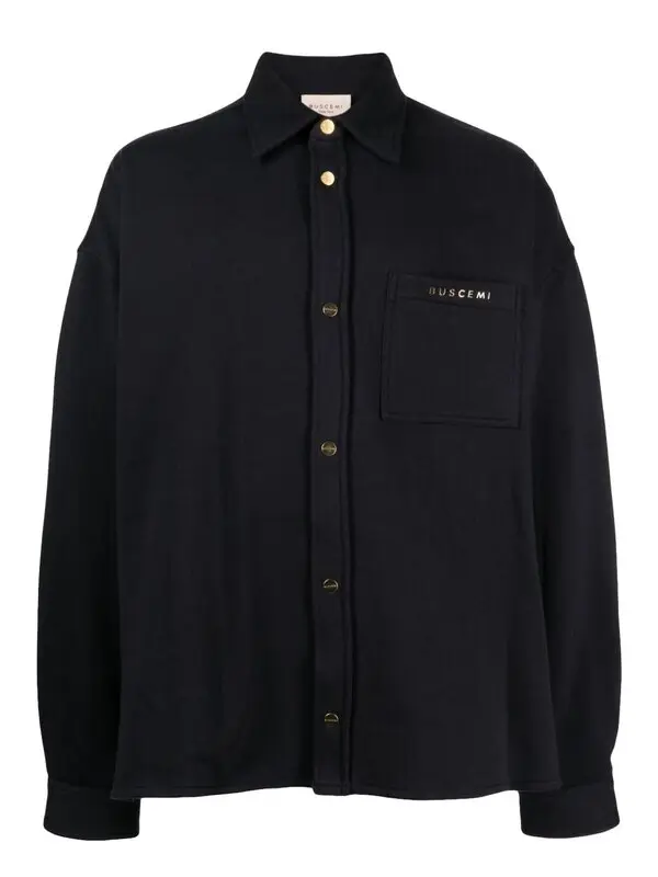 Buscemi Logo-plaque Cotton Shirt - Blue