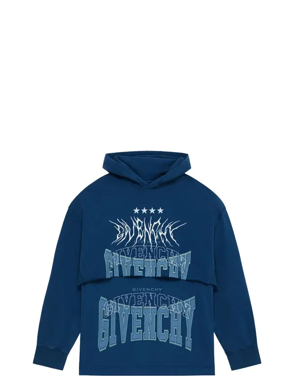 Givenchy Logo-print Layered Hoodie - Blue