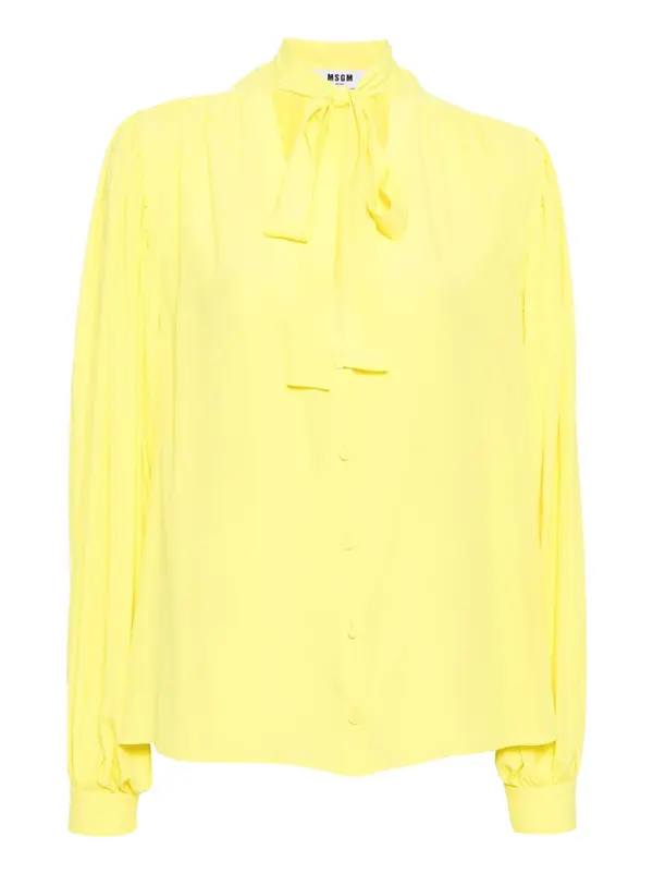 MSGM Tie-fastening Long-sleeve Shirt - Yellow