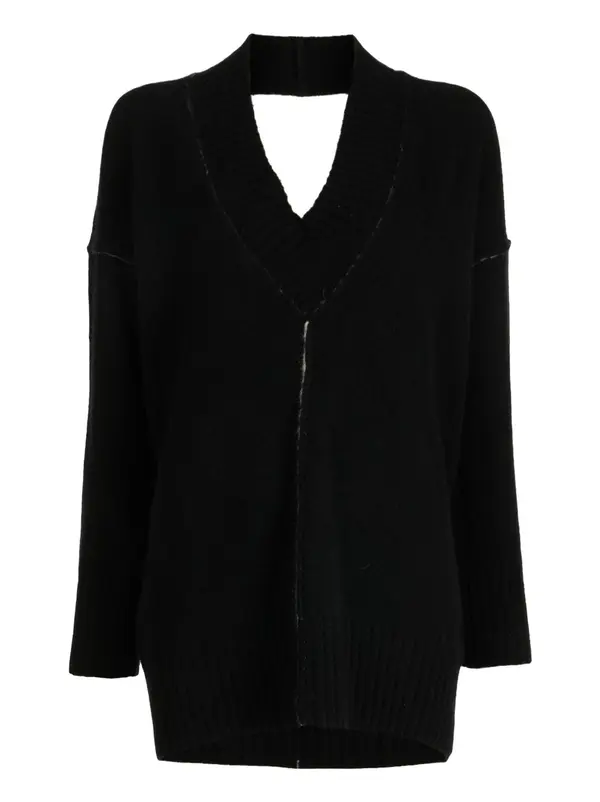 Isabel Benenato Open-back V-neck Jumper - Black