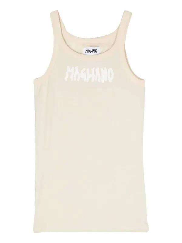 MAGLIANO Logo-print Sleeveless Top - Neutrals