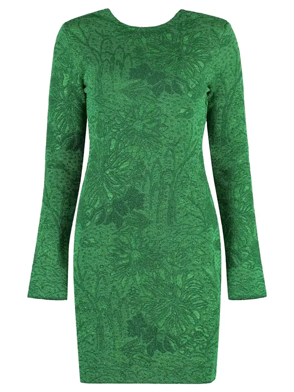 Givenchy Floral-jacquard Lurex Minidress - Green