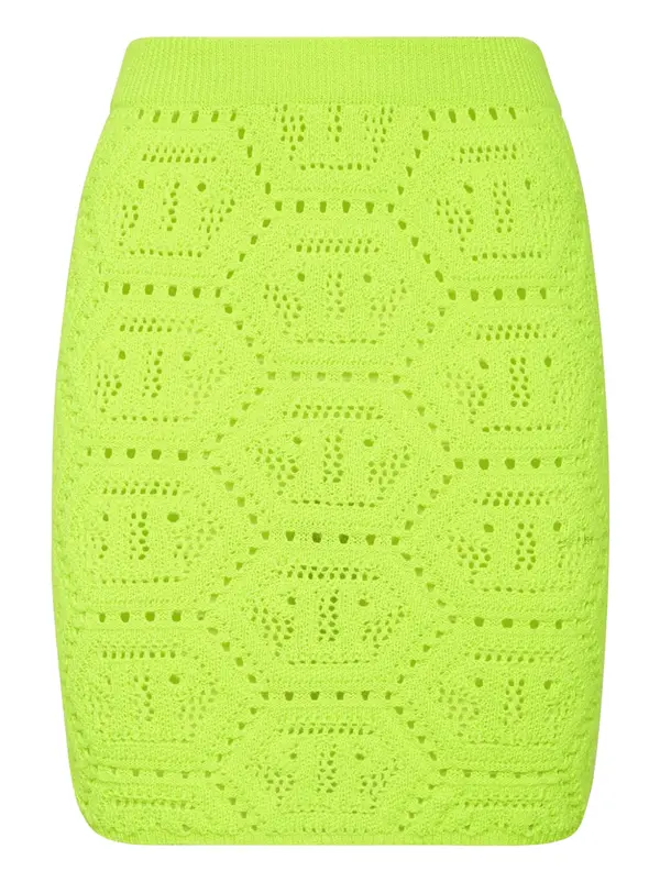Philipp Plein Monogram-knit Mini Skirt - Yellow