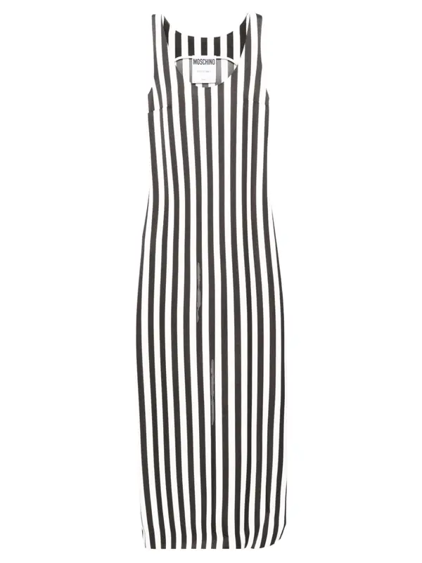 Moschino Scoop-neck Striped Long Dress - Black