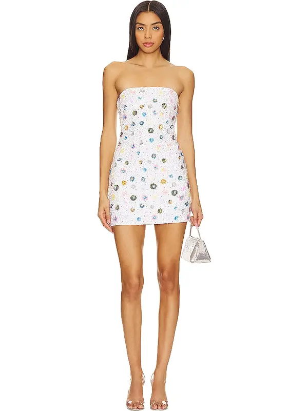 Majorelle Leva Embellished Mini Dress - White Multi