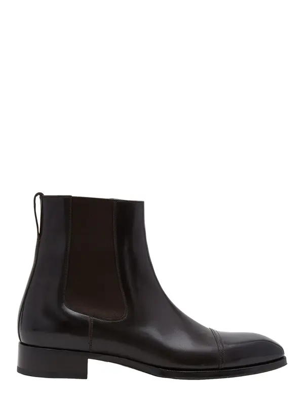 TOM FORD Elkan Burnished Leather Chelsea Boots - Ebony