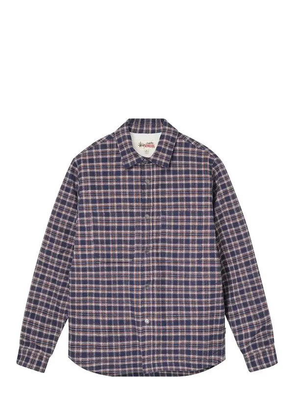 StÜssy Sherpa Lined Plaid Shirt 'navy - Multicolor