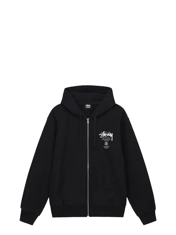 StÜssy World Tour Zip Hoodie - Black