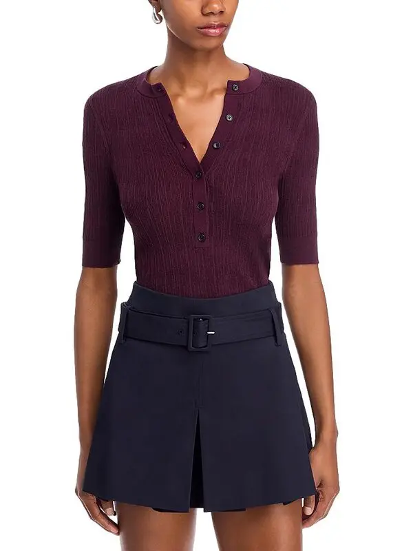 A.L.C. Fisher Striped Button Top - Plum