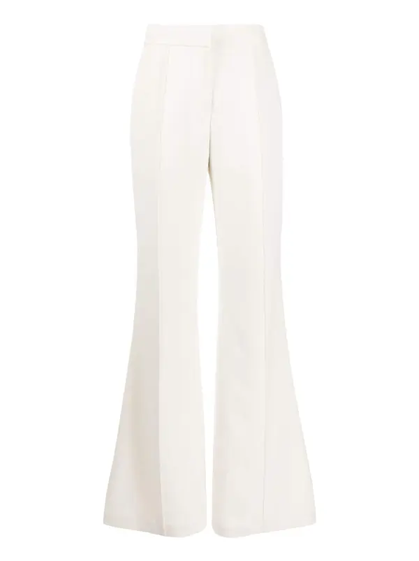 Elie Saab Pressed-crease Cady Flared Trousers - White