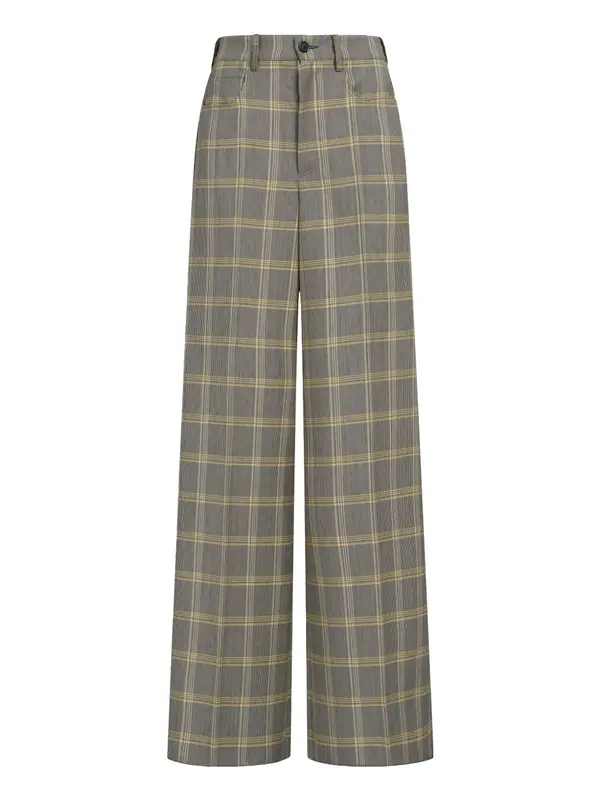 Marni Check-pattern Palazzo Pants - Yellow