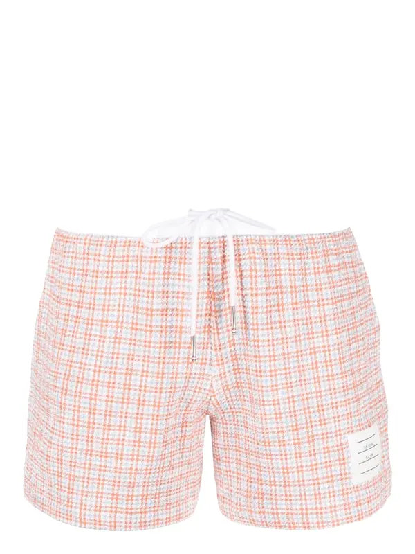 Thom Browne Checked Tweed Track Shorts - Orange