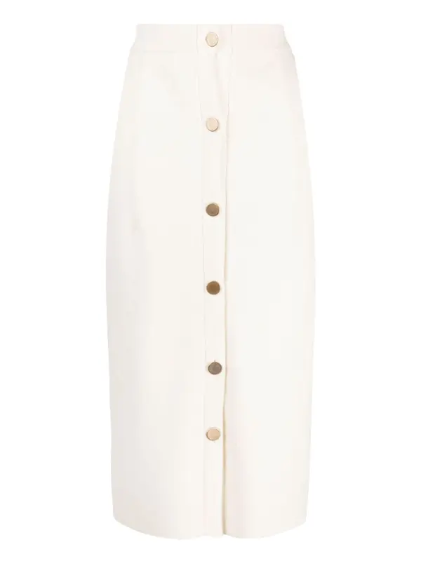 N.peal Organic Cashmere Buttoned Skirt - White