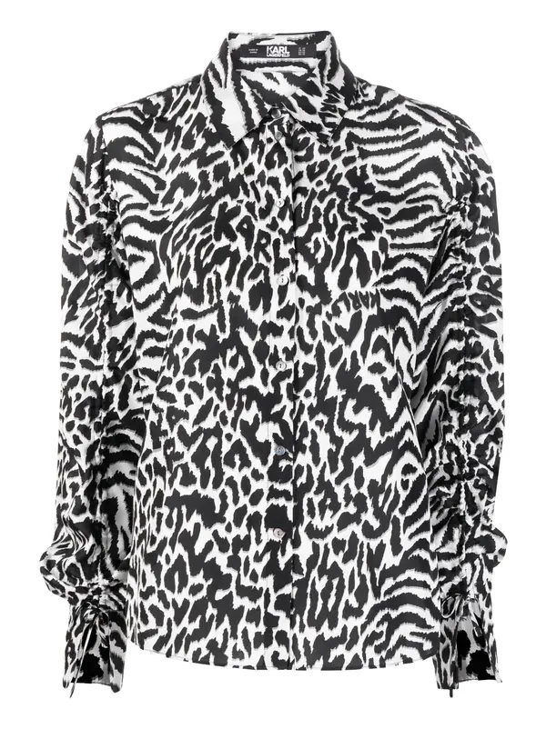 Karl Lagerfeld Animal-print Silk Shirt - Black
