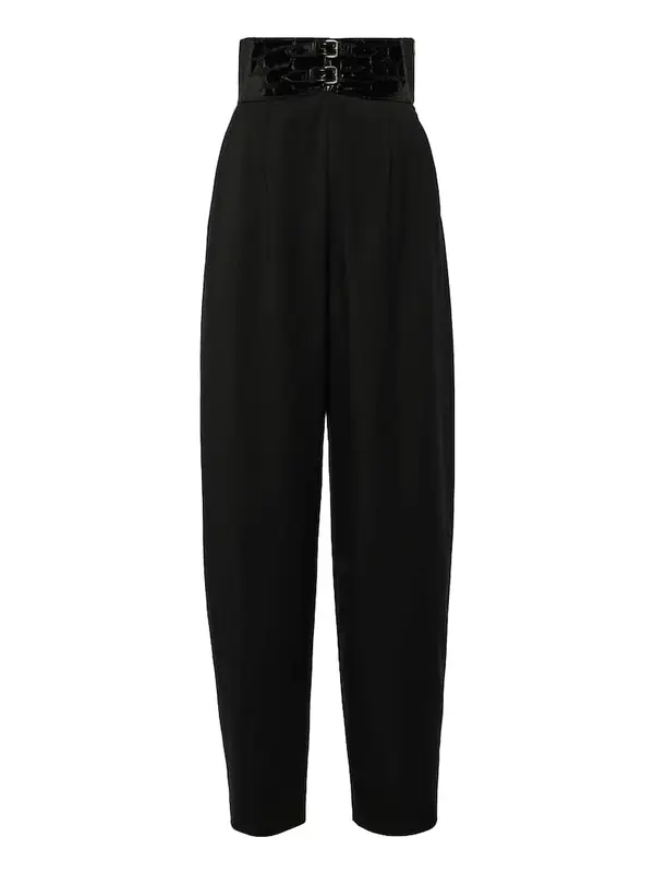 Alaïa High-rise Wide-leg Wool Pants - Black