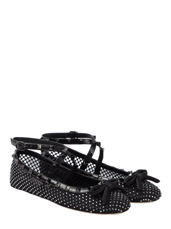 Valentino Garavani Rockstud Embellished Ballet Flats - Black