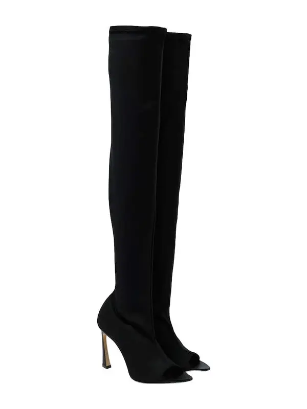 Victoria Beckham Peep Toe Over-the-knee Boots - Black