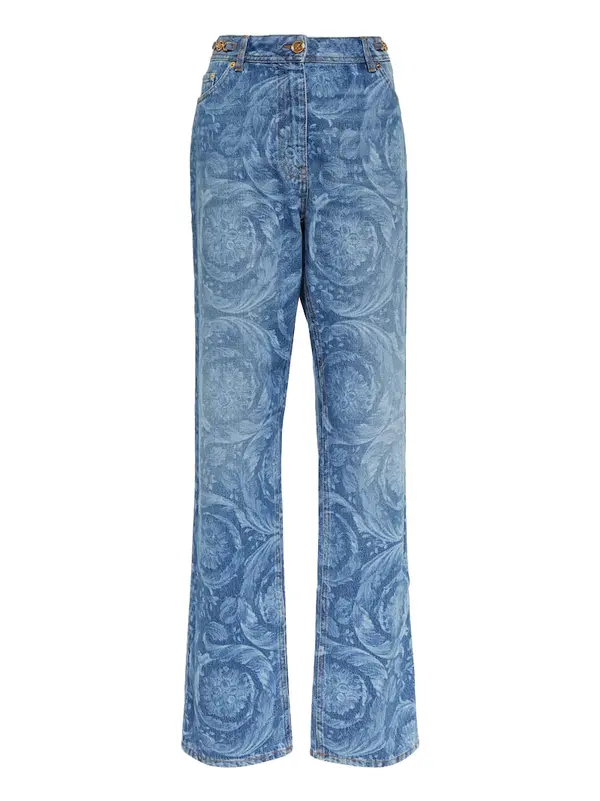 Versace Barocco High-rise Straight Jeans - Blue