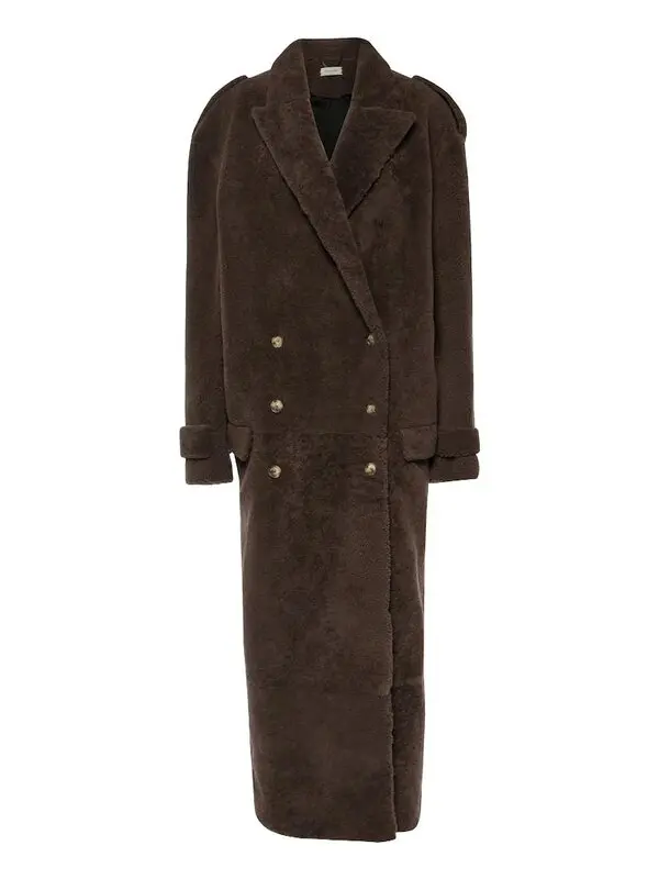THE MANNEI Rutul Faux Fur-trimmed Coat - Brown