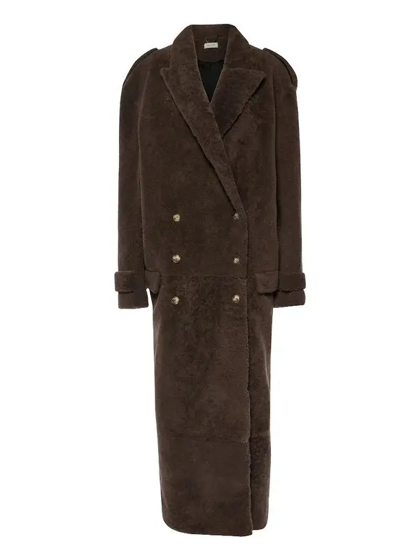 THE MANNEI Oversized Leather Coat - Brown
